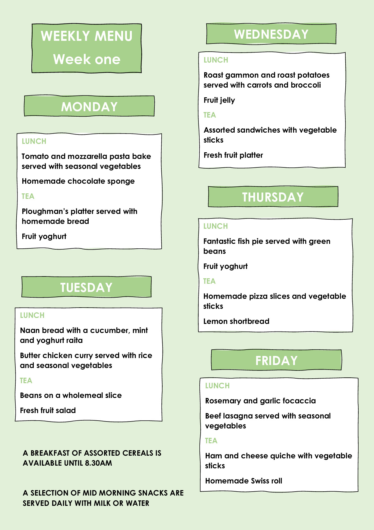 website menu week one 2022 RHDN_0 - Redhill Day Nursery Bournemouth